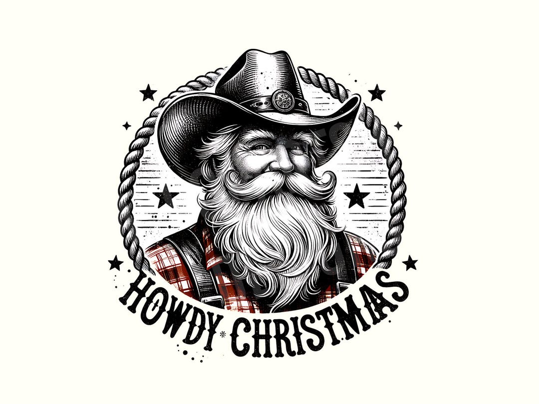 Christmas Png Howdy Christmas Png Western Santa Cowboy Png Retro ...