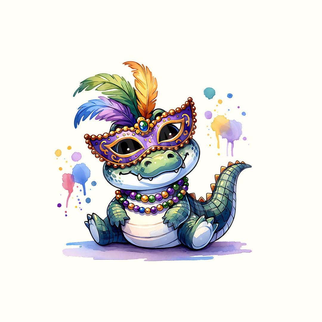 Mardi Gras Gator Png, Mardi Gras Sublimation Png, Alligator Sublimation ...