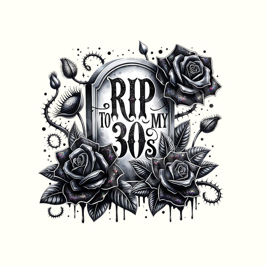 Rip to 30s, 40th Birthday Sublimation Design,gothic Birthday Clipart ...