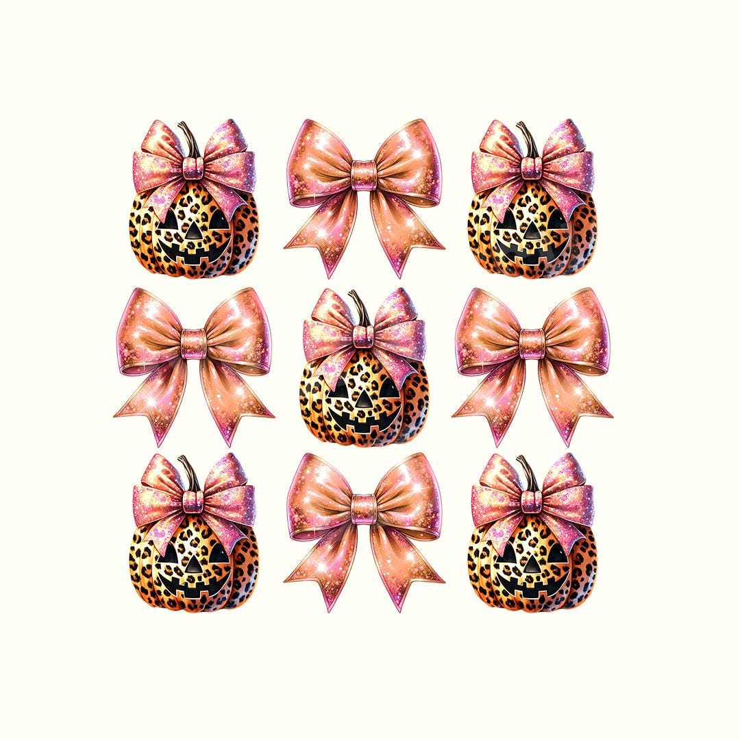 Leopard Jack O Lantern Coquette Bow Clipart Png, Halloween Png ...