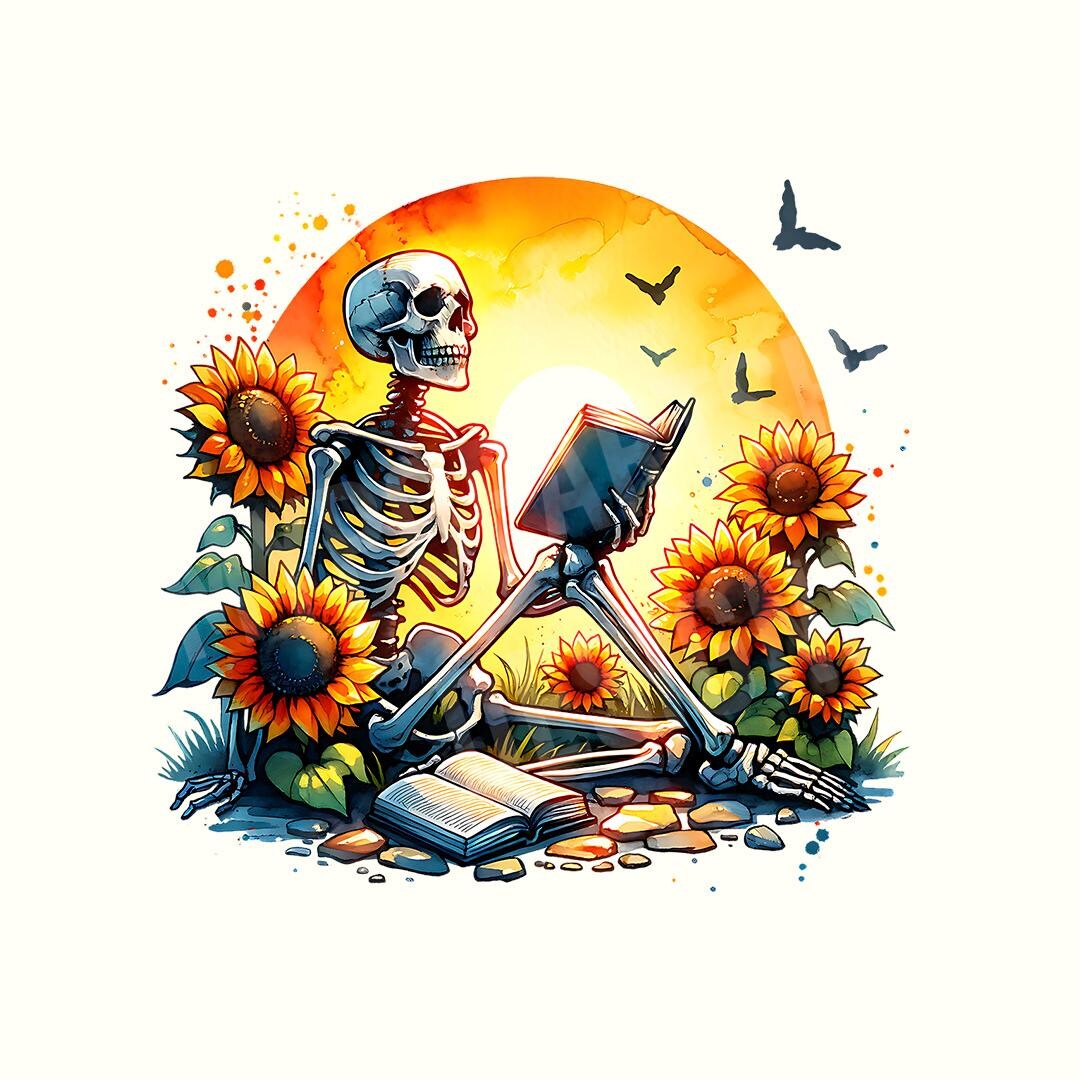 Book Reading Skeleton, Book Png, Reading Png,digital Download,funny ...