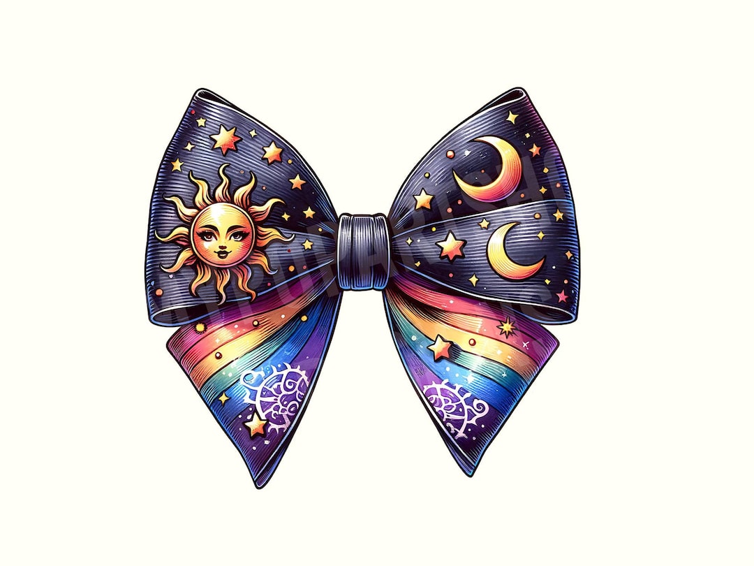Celestial Png, Bow Png, Bow Png Files, Girly Bow Png, Sun and Moon Png ...