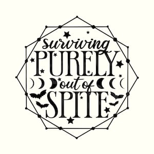 Surviving Purely Out of Spite, Dark Humor Svg, Funny Svg, Sarcasm Svg ...