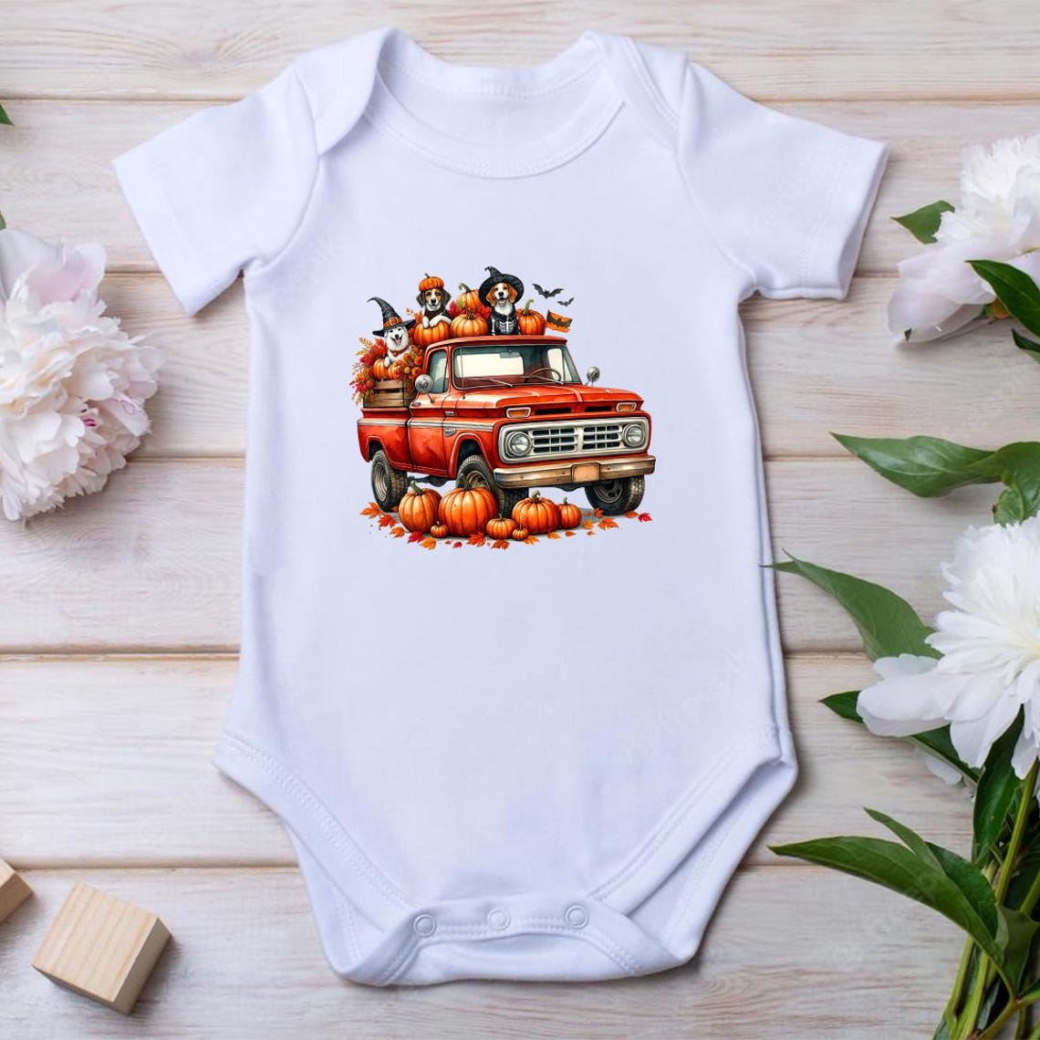 Little Red Truck Fall Png, Halloween Truck Dog PNG for Sublimation ...