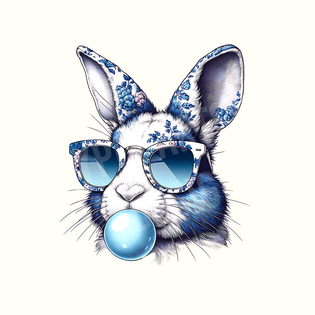 Retro Vintage Glasses Bunny Png Design, Cute Easter Digital Download ...