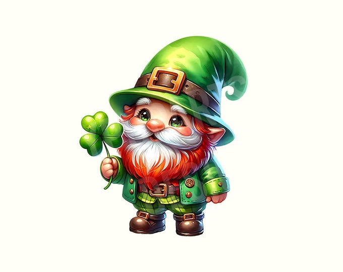 St. Patrick's Day Gnome Clipart, Watercolor Saint Patricks Gnomes ...