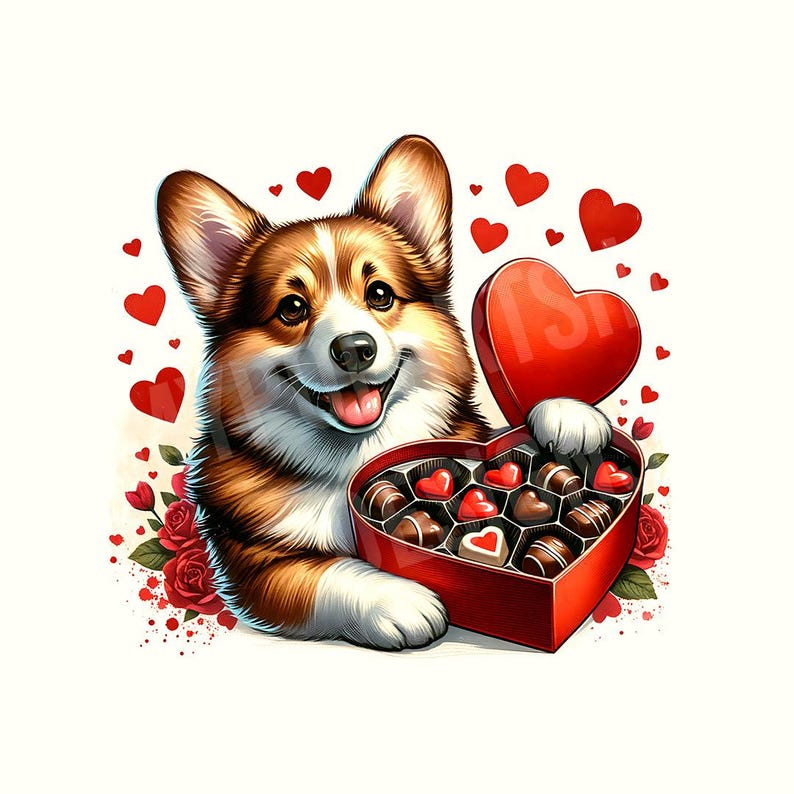 Valentines Png, Corgi, Corgi Shirt, Chocolate Box, Digital Download ...