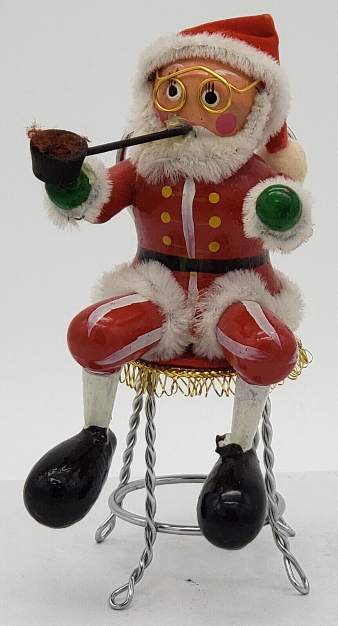 Santa Smoking Pipe on Metal Chair Vintage 1950's or - Etsy