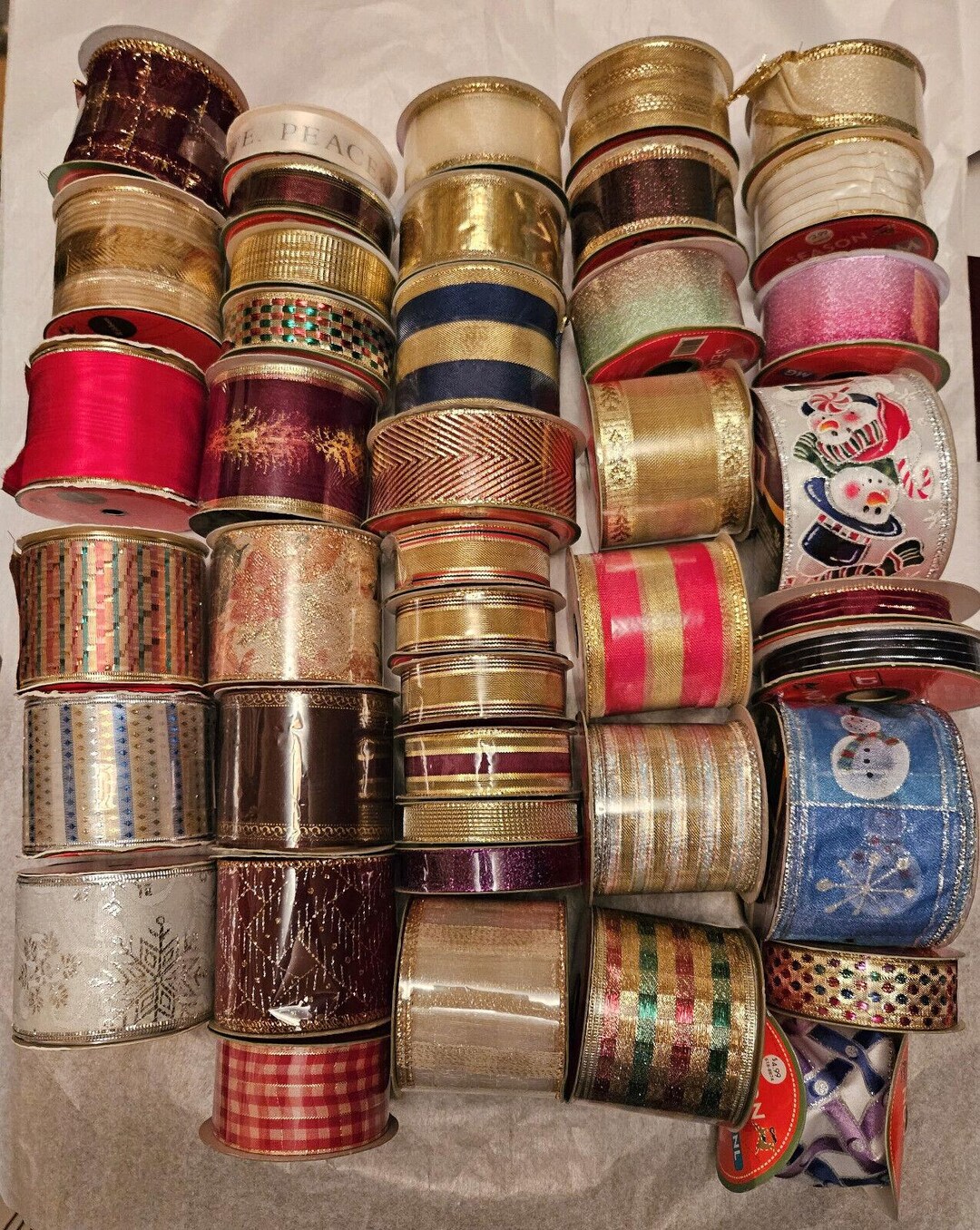 Lot of 42 Rolls of Ribbon Mixed Types Crafting Wreaths Wrapping - Etsy