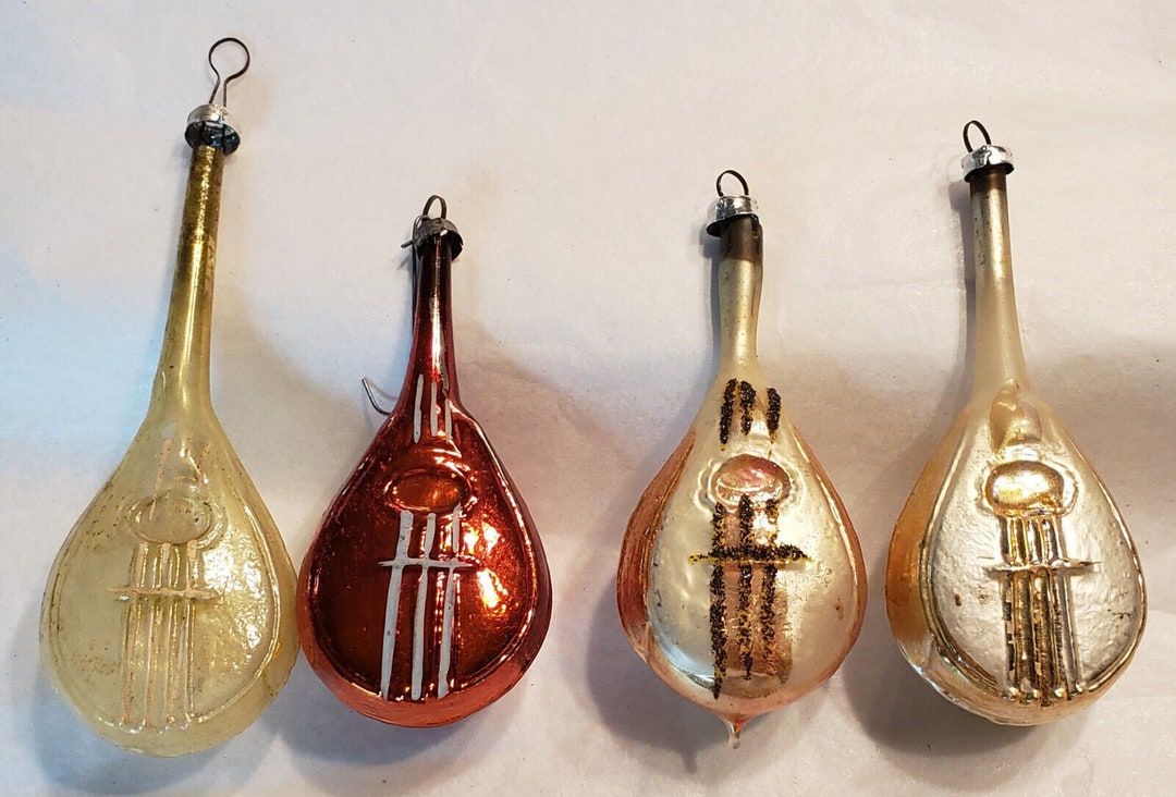 MANDOLIN LUTE Set of 4 Blown Glass Ornament Vintage - Etsy