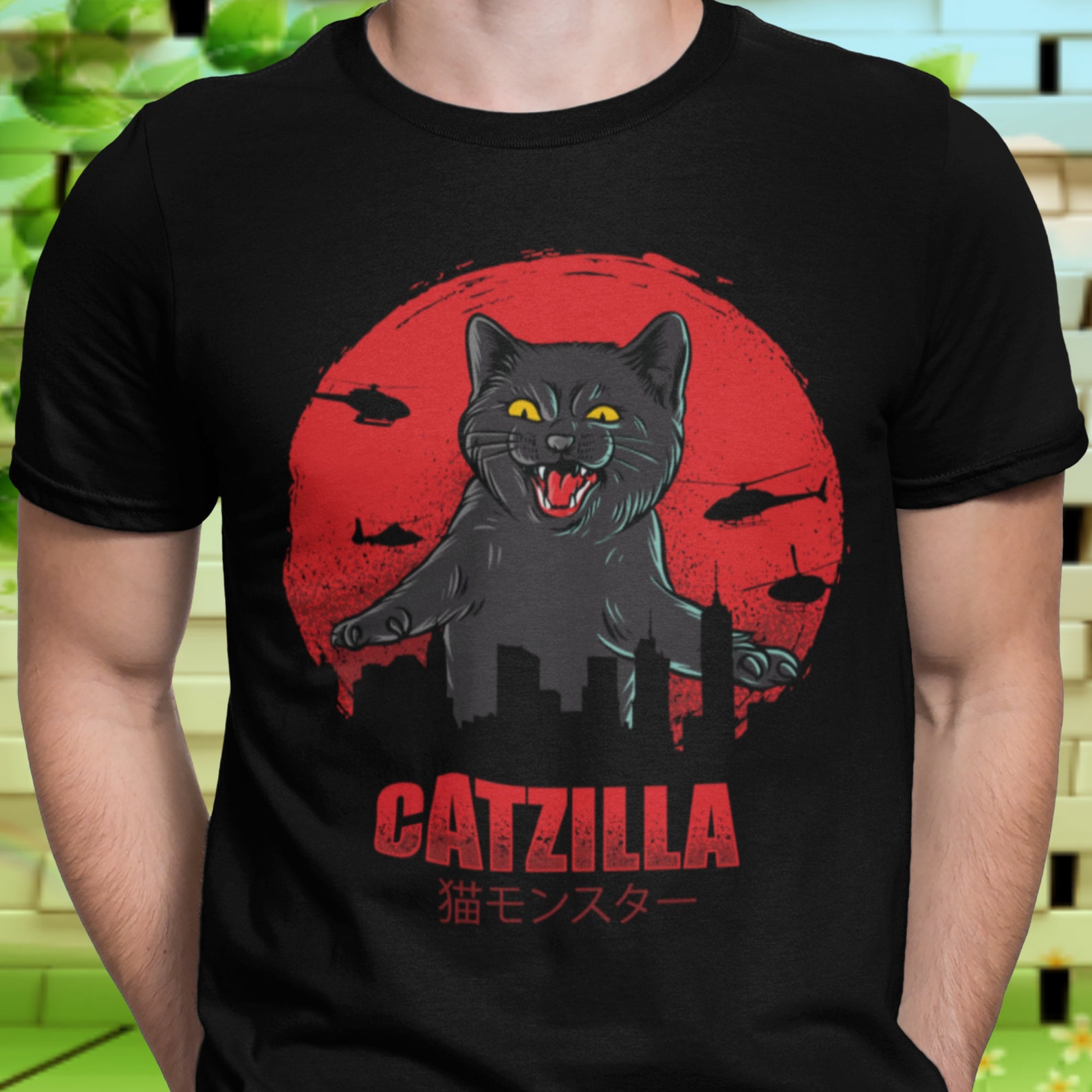 Cat Shirt Catzilla Funny Retro Monster Movie Theme Tee Adult T-shirt - Etsy