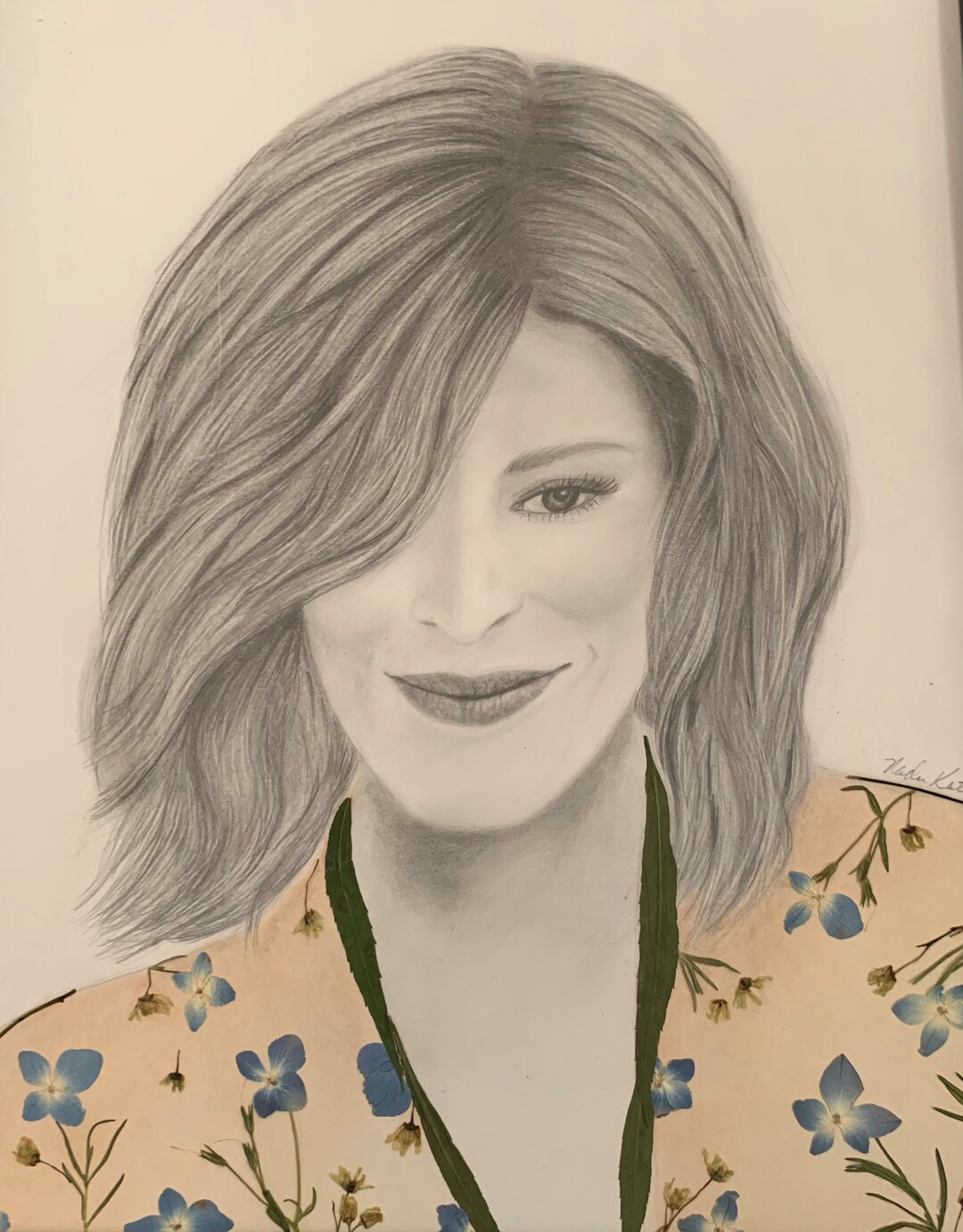 Mischief | Original Art | Real Pressed Flowers | Pencil Drawing ...