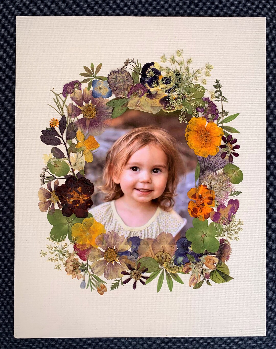 Custom Made Photo Keepsake With Real Pressed Flowers - Etsy