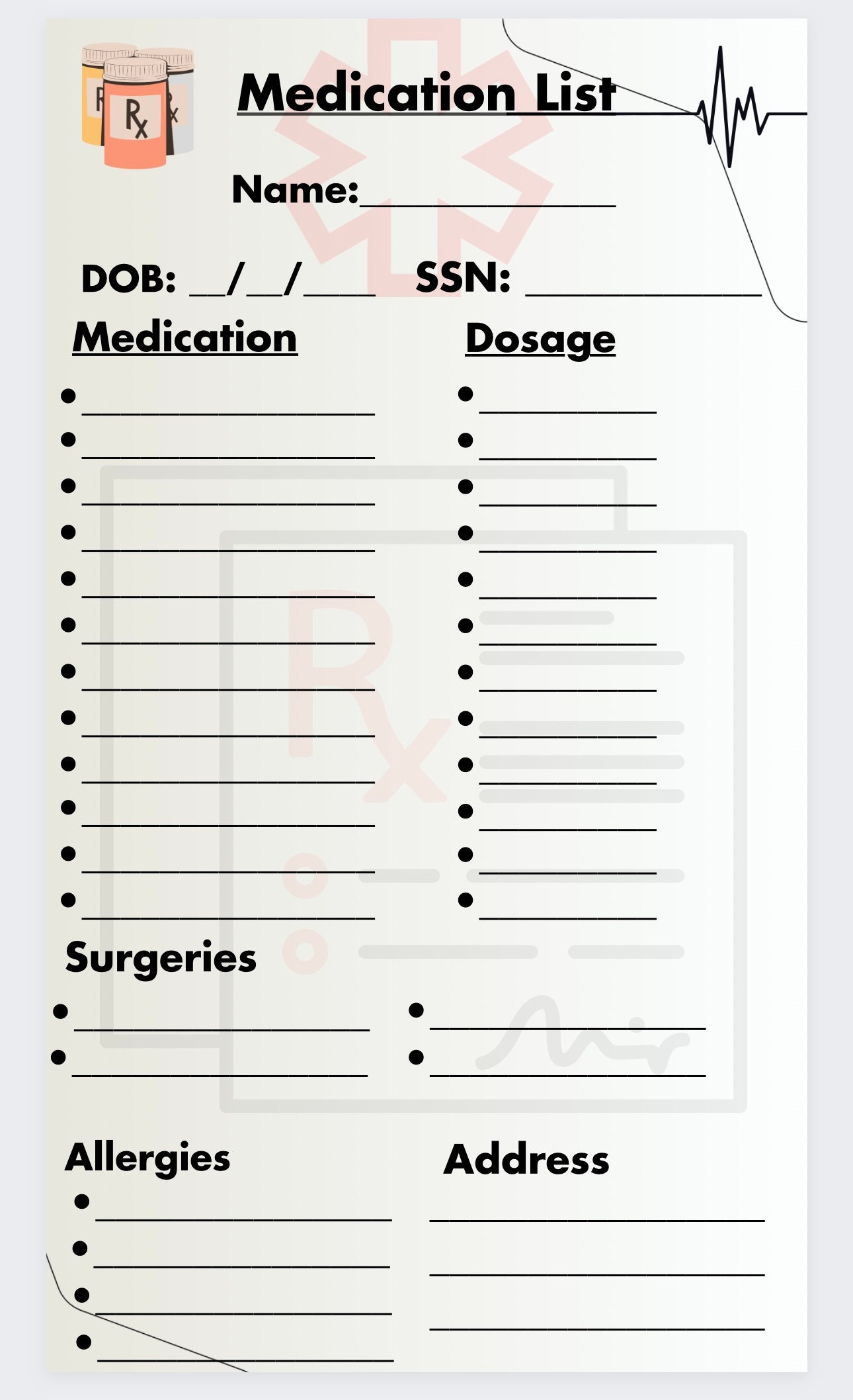 Medication List - Etsy