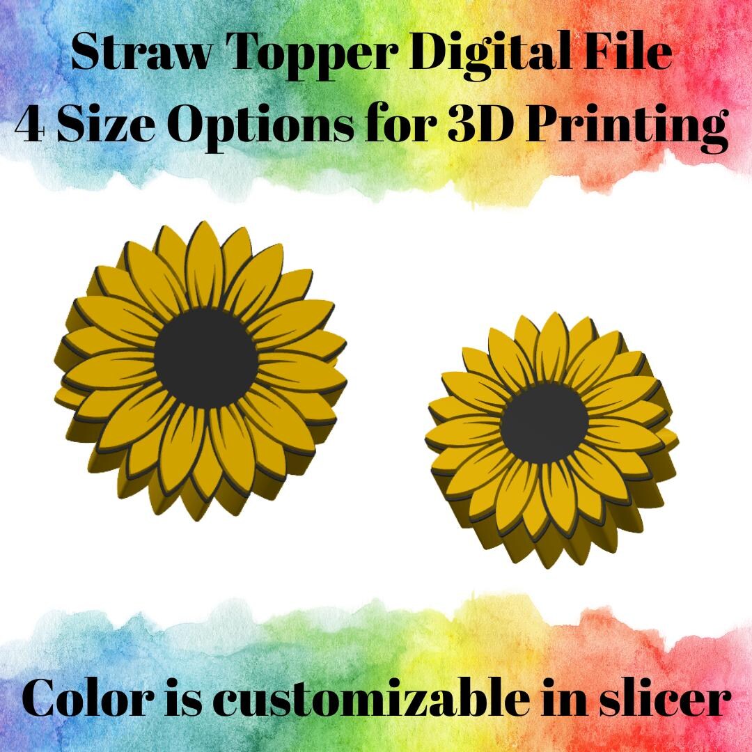 Sunflower Straw Topper 3MF File: 3D Printing Digital Download - Etsy