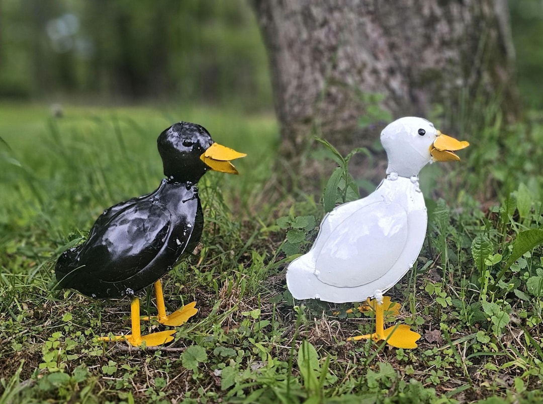 Reclaimed Metal Duck Figurine, Baby Duck Sculpture, Metal Duck Decor ...