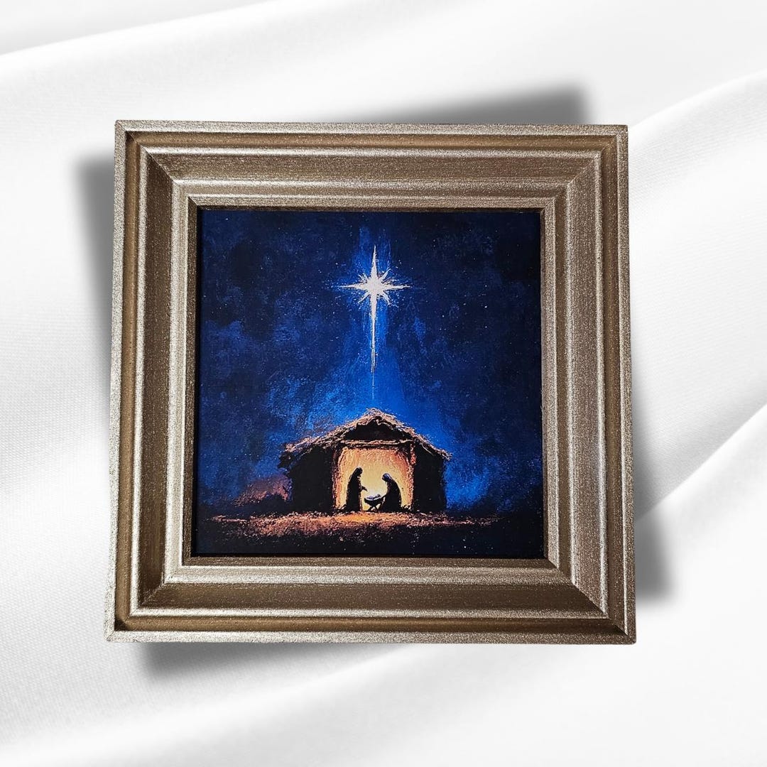 Christmas Star Manger Scene, Nativity Holiday Decor, Christmas Framed ...