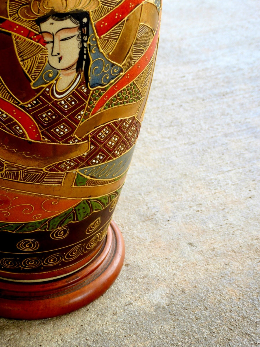 Japanese Satsuma Lamp W/figures - Etsy