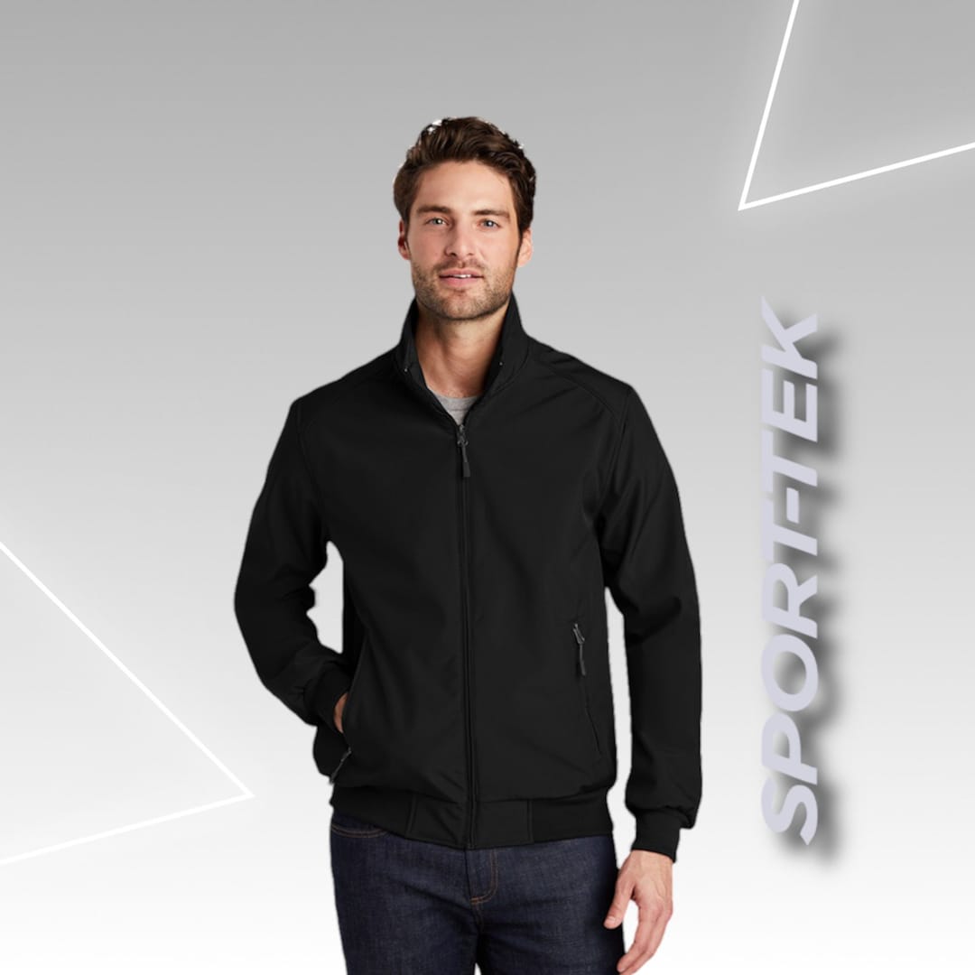 Custom Soft Shell Bomber Jacket for Men - Full Zip Black Jacket With ...