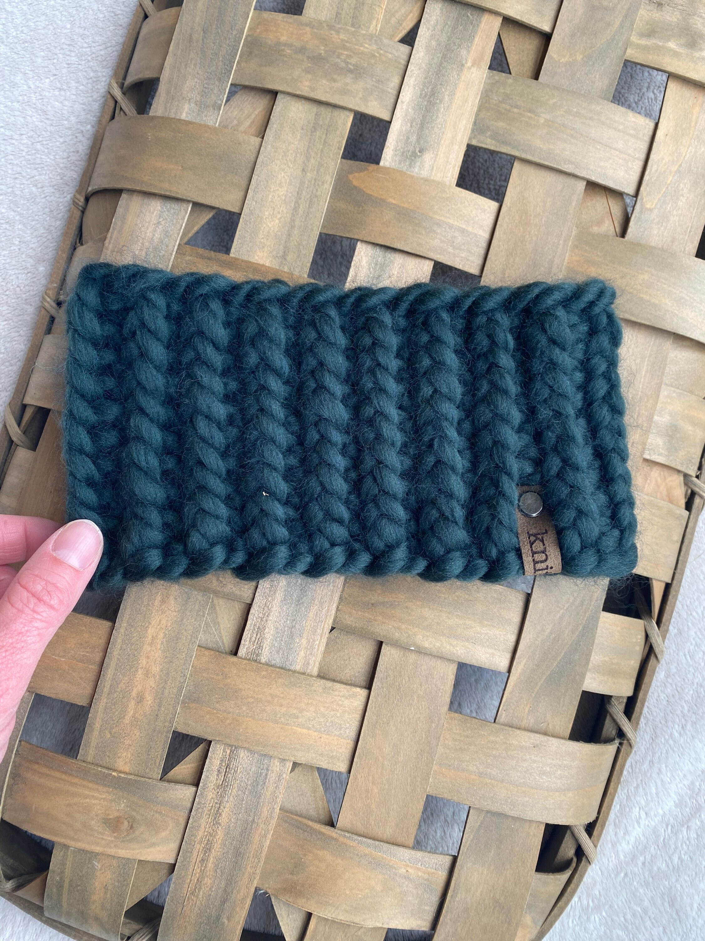 Forest Green Wool Ear Warmer | Knit Ear Band | Knit Wool Headband ...