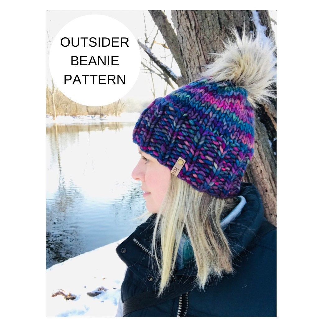 Knitting Beanie PATTERN | Outsider Beanie Pattern | Beginner Knitter ...