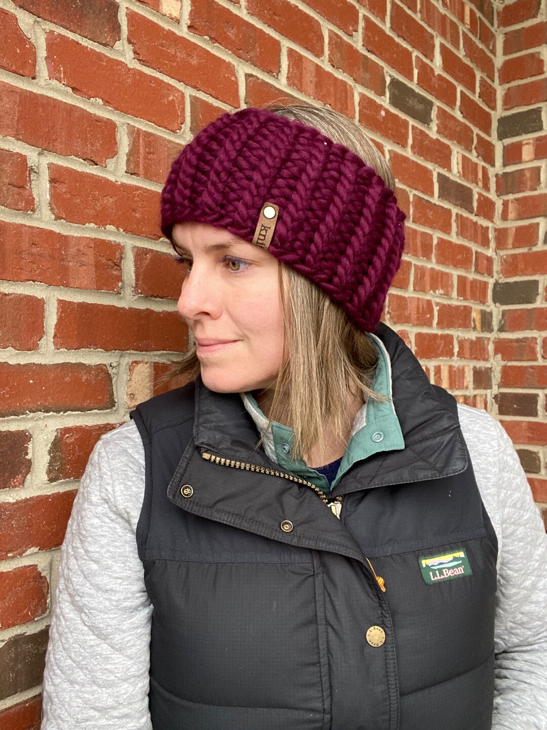 Maroon Wool Ear Warmer | Knit Ear Band | Knit Wool Headband | Hand Knit ...