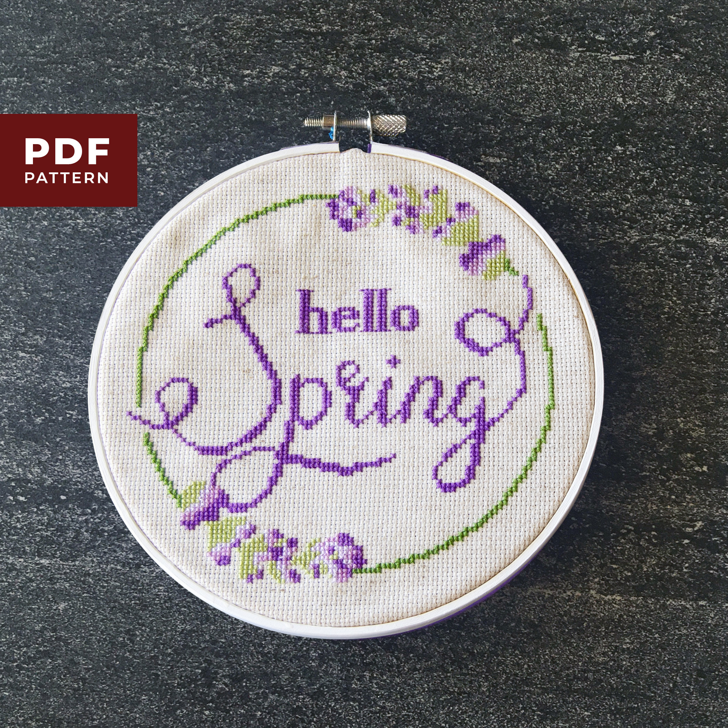 Hello Spring Cross Stitch | PDF Download Pattern | DIY Decor - Etsy