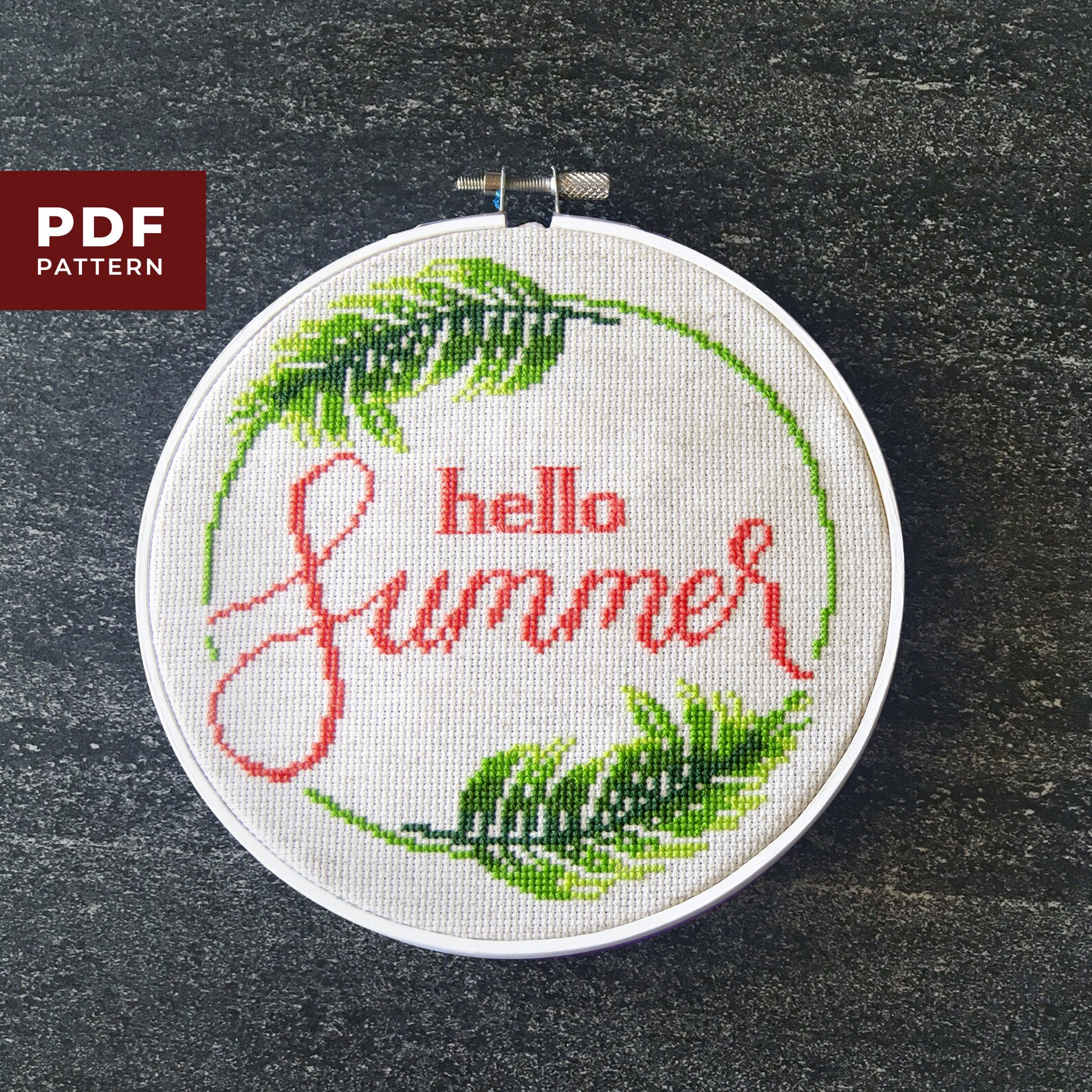 Hello Summer Cross Stitch | PDF Download Pattern | DIY Decor - Etsy