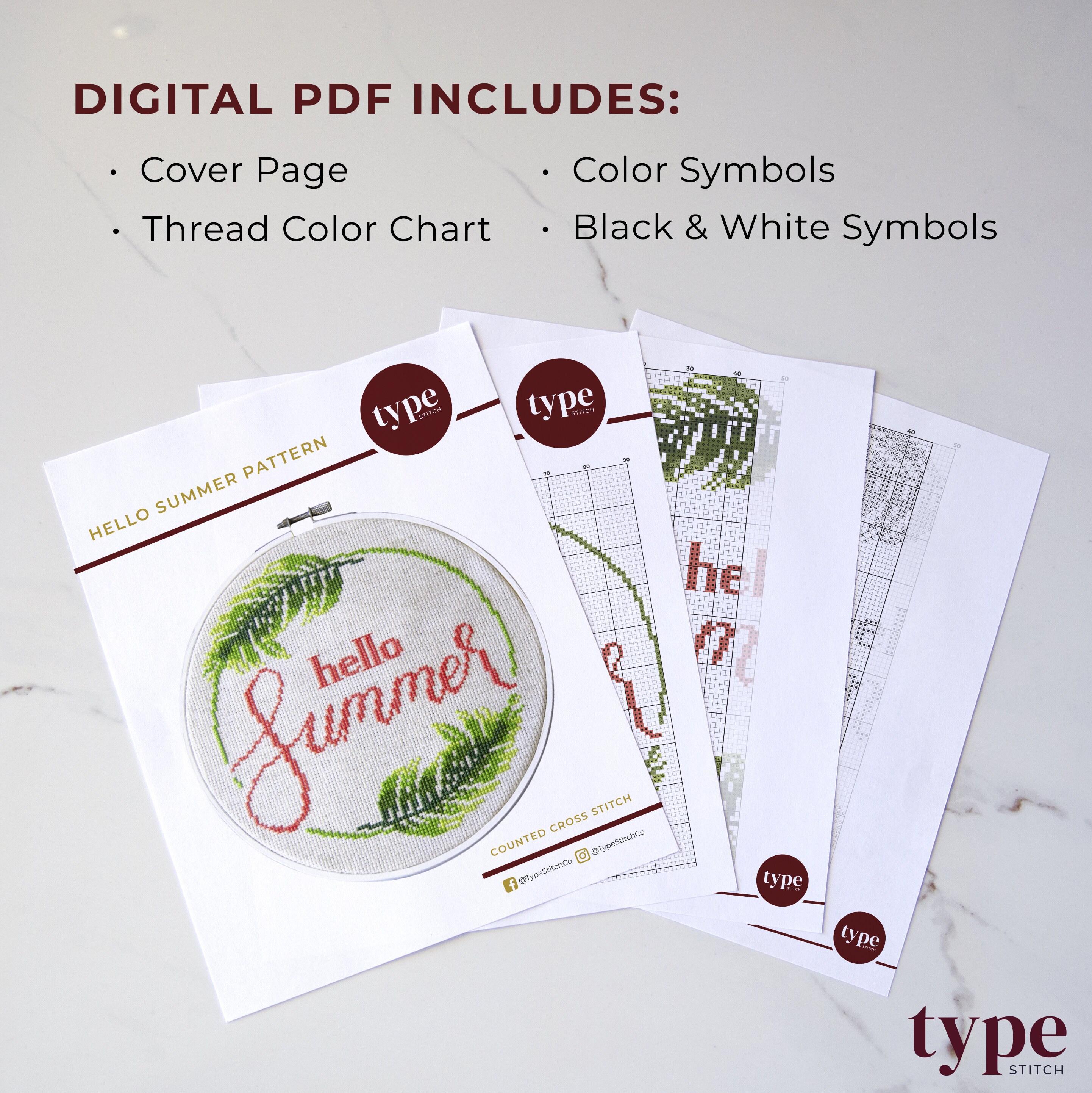 Hello Summer Cross Stitch | PDF Download Pattern | DIY Decor - Etsy
