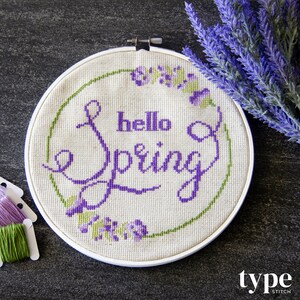 Hello Spring Cross Stitch | PDF Download Pattern | DIY Decor - Etsy