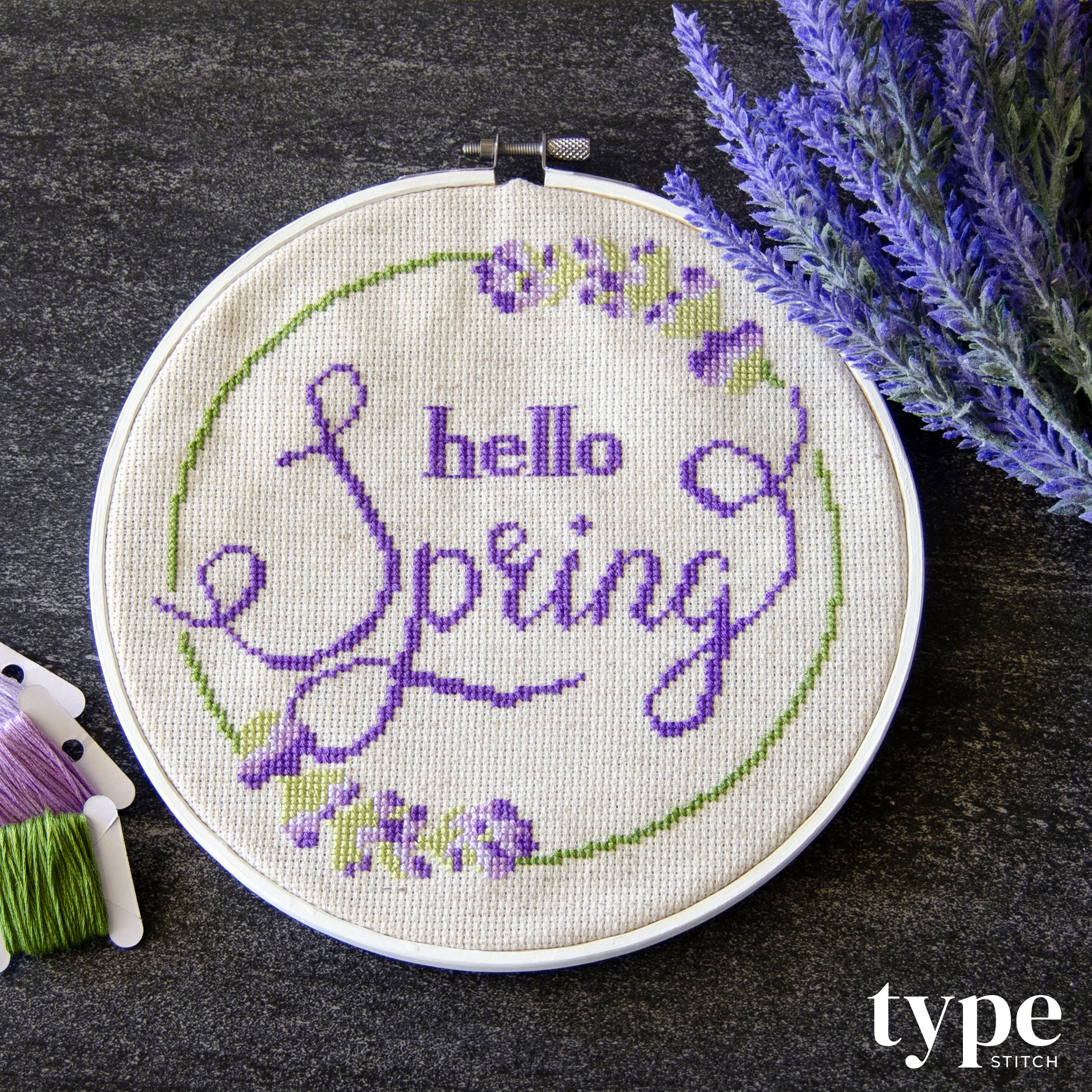 Hello Spring Cross Stitch | PDF Download Pattern | DIY Decor - Etsy