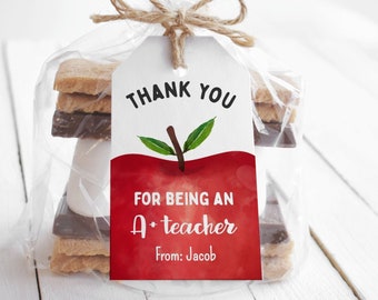 Teacher Gift Tags Apple You Are Awesome to the Core Teacher - Etsy