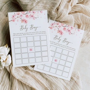 Editable Cherry Blossom Bingo Game, Japanese Sakura Pink Floral Game ...
