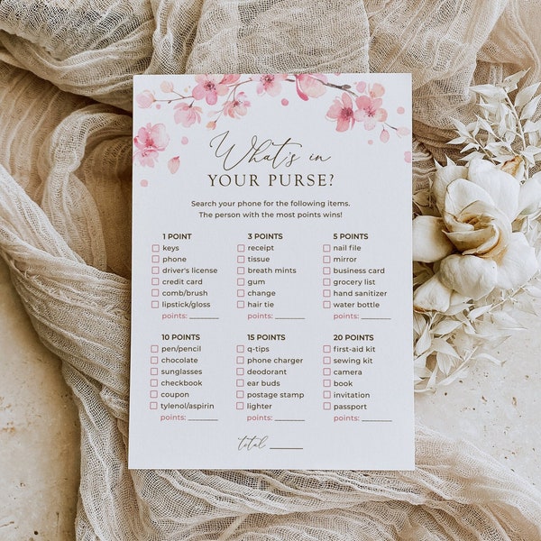 Whats in Your Purse Bridal Shower Game - Etsy