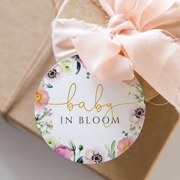 Baby in Bloom Party Favor Sticker - Etsy