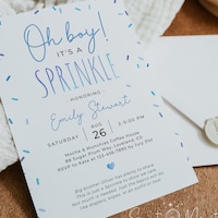 Editable Baby Shower Sprinkle Invitation Template, Boy Blue Sprinkled ...