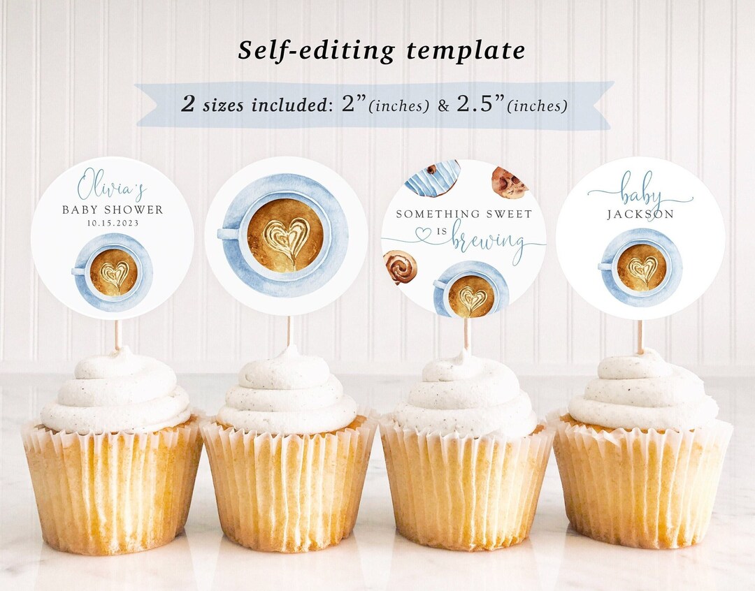 Modèle de topper de cupcake café, toppers de cupcake de douche de bébé ...