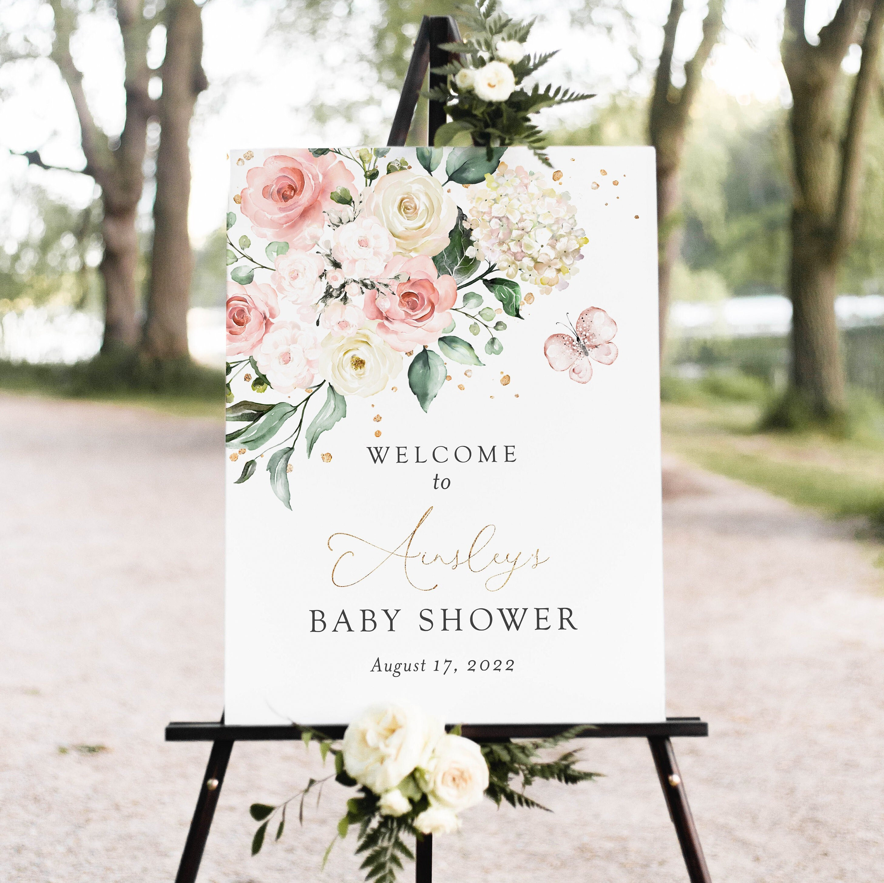 Baby in Bloom Baby Shower Welcome Sign Template Editable - Etsy