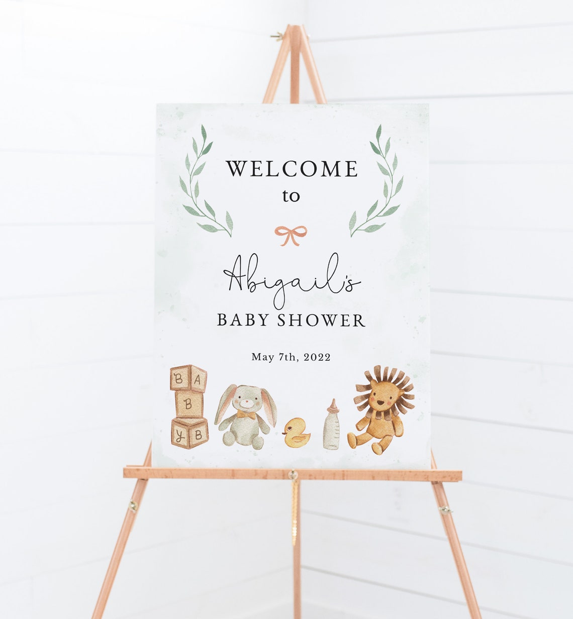 Gender Neutral Baby Shower Welcome Sign Template, Editable Beige Boho ...
