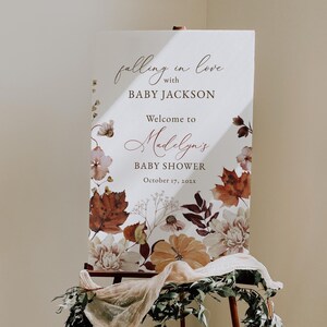 Fall Baby Shower Welcome Sign Template, Editable Falling in Love Lawn ...
