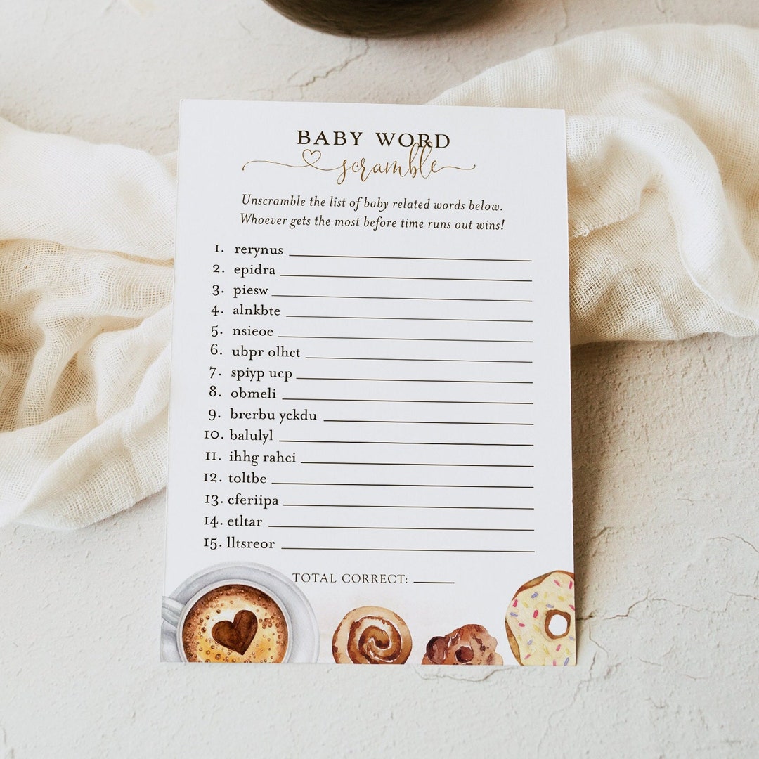 Baby Word Scramble Game With Answer Key, Editable Coffee Baby is ...