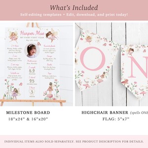 Fairy 1st Birthday Bundle, Editable Magical Girl Fairy Party Suite ...