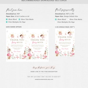 Editable Fairy First Birthday Thank You Card Magical Fairies - Etsy