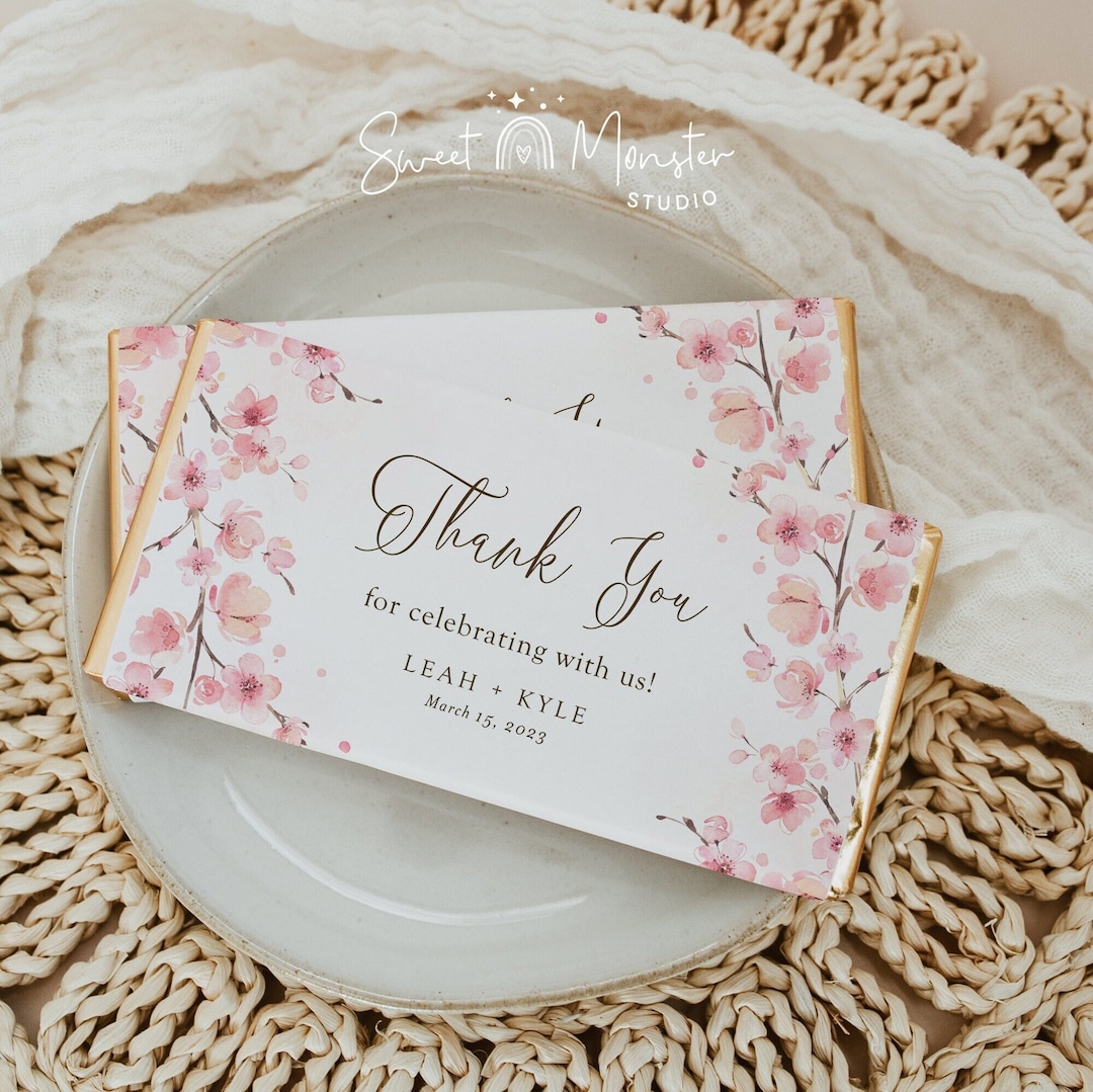 Editable Cherry Blossom Chocolate Bar Wrapper Template, Pink Spring ...