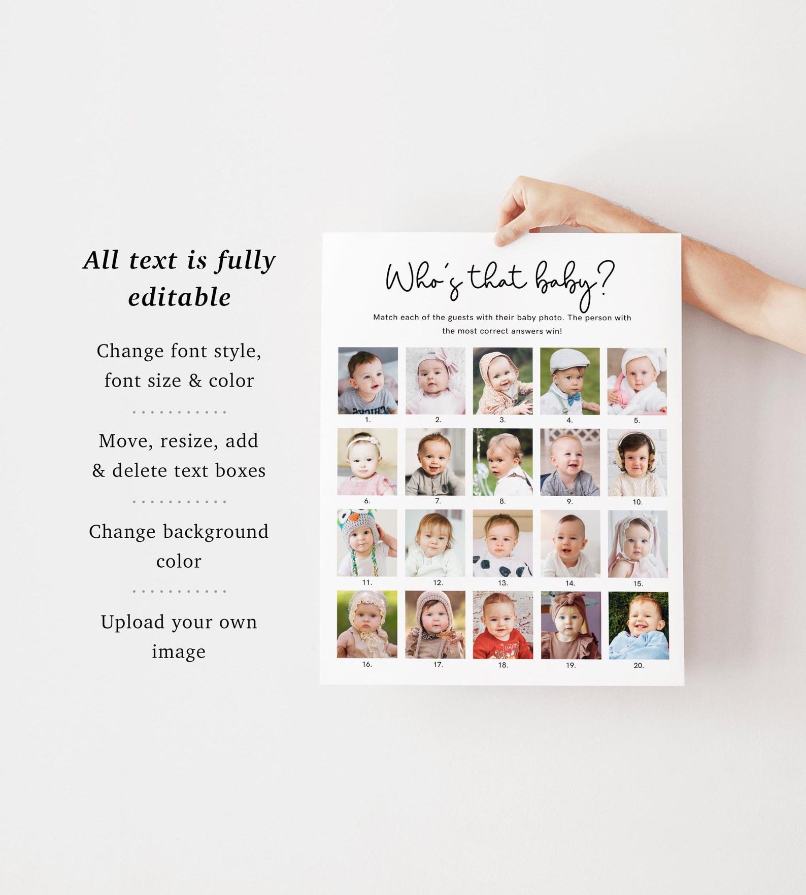 Who's That Baby Game, Minimalist Guess the Baby Photo Baby Shower Game ...