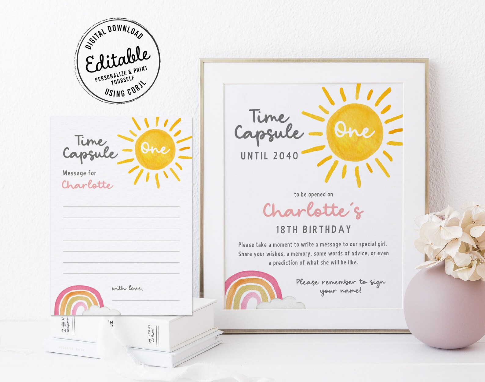 First Trip Around the Sun Birthday Invite Editable Sunshine - Etsy