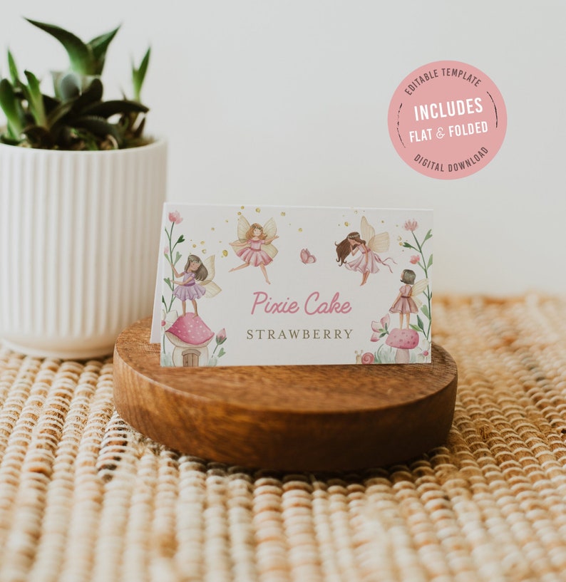 Fairy Birthday Party Food Labels, Editable Fairies Buffet Tent Card ...