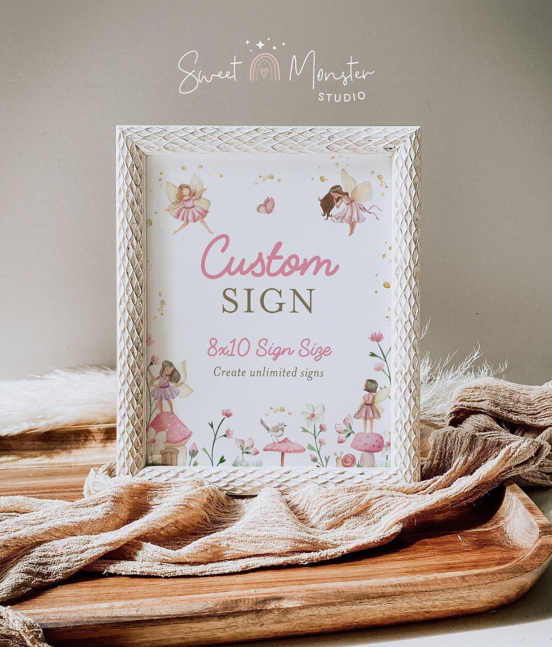 Editable Custom Fairy Birthday Sign, Enchanted Floral Fairy Garden ...