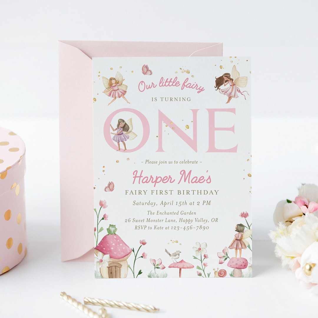 Fairy 1st Birthday Invitation, Editable Our Little Fairy First Invite ...