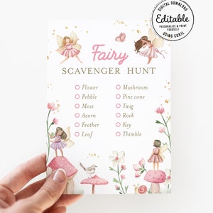 Editable Fairy Scavenger Hunt Game, Enchanted Fairy Garden Birthday ...